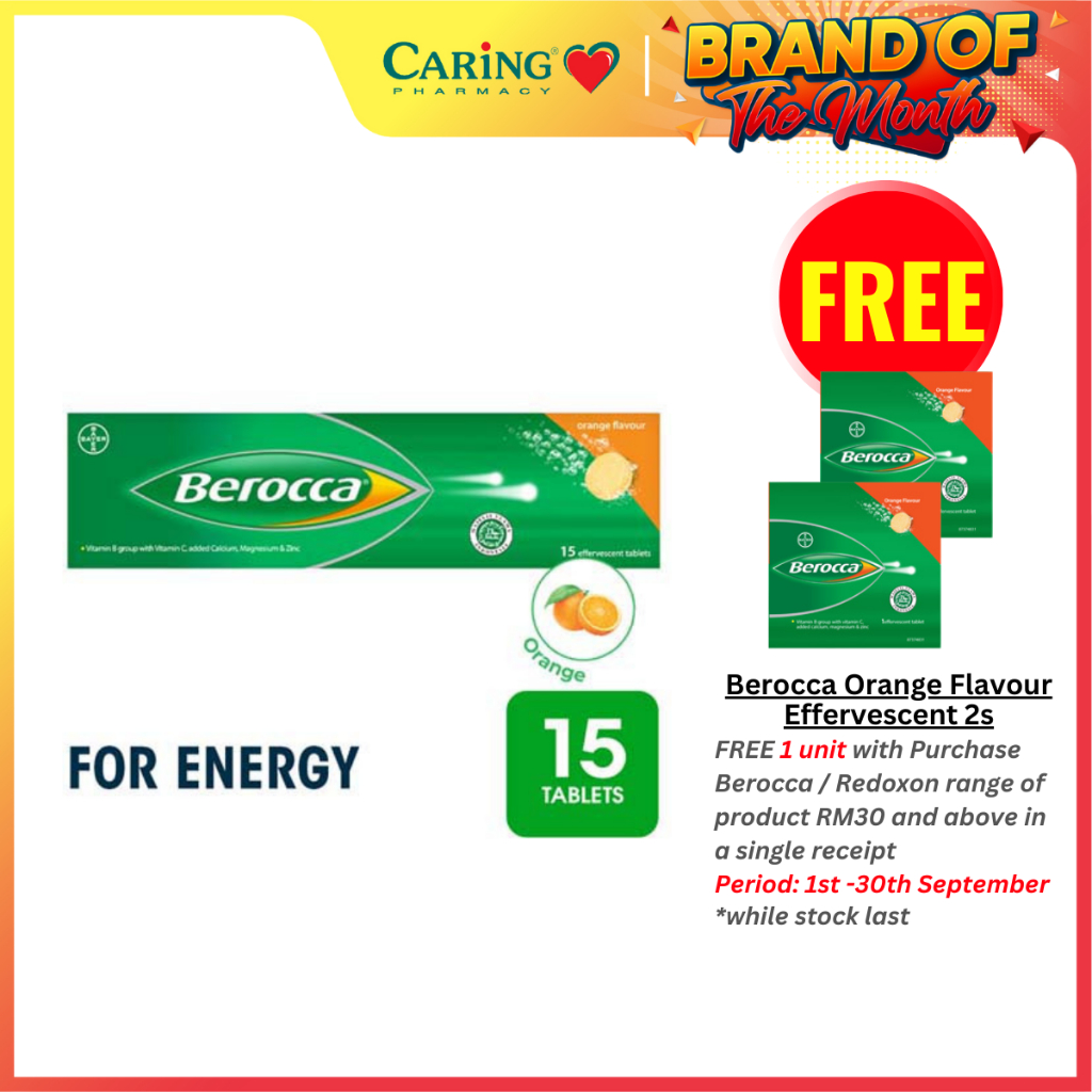 BEROCCA VITAMIN B+C ORANGE EFFERVESCENT TABLET 15’S | Shopee Malaysia
