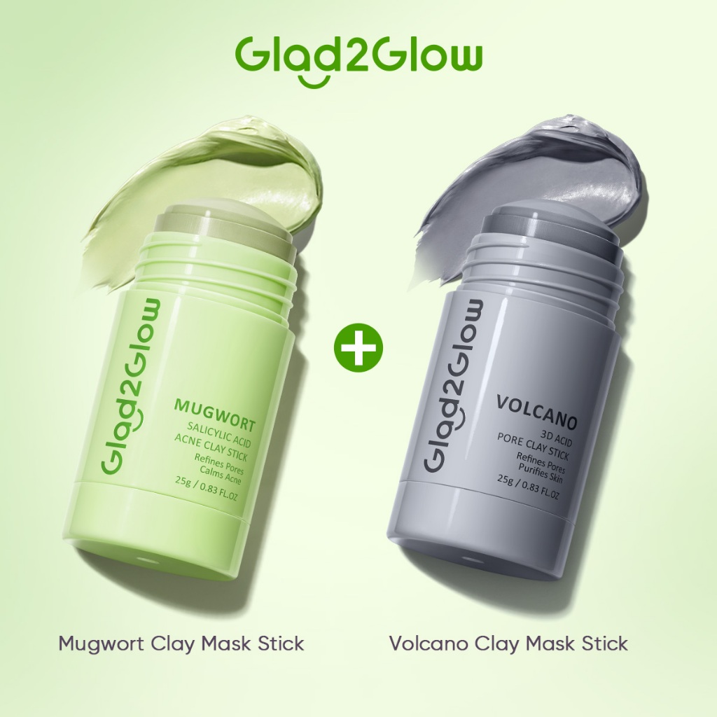 Glad2Glow Real Mugwort Clay Mask Stick Salicylic Acid Anti Pores & Acne Cleansing Masker face ...