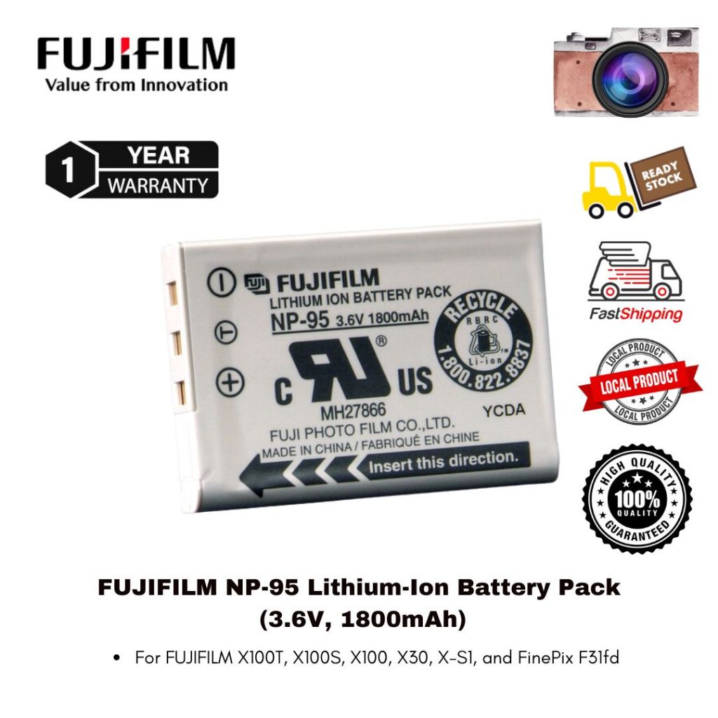 FUJIFILM NP-95 Lithium-Ion Battery Pack (3.6V, 1800mAh) | Shopee Malaysia