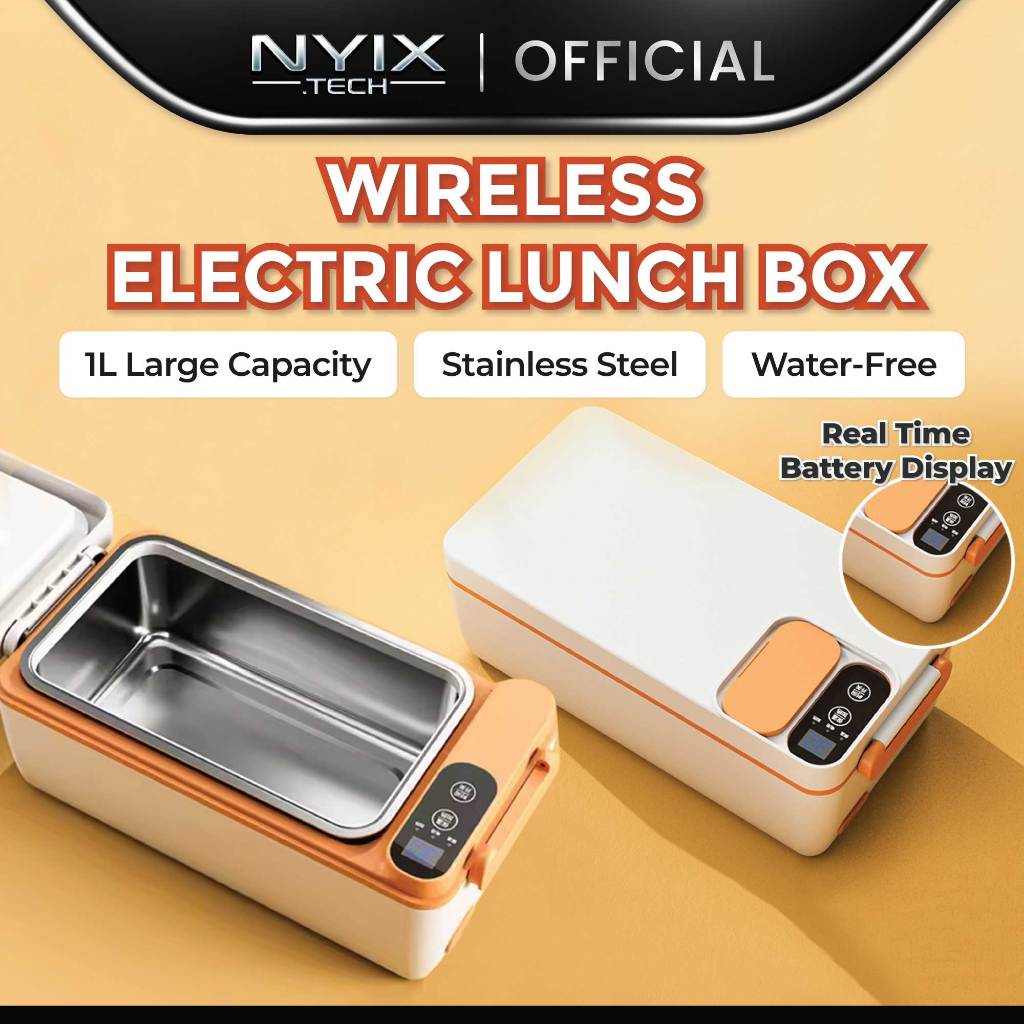 WIRELESS Electric Lunch Box Heating Stainless Steel Water-Free Portable ...