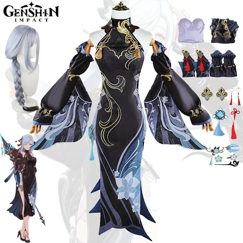 Shenhe Cosplay Costumes Genshin Impact Suits Wig Sexy Outfits Halloween ...