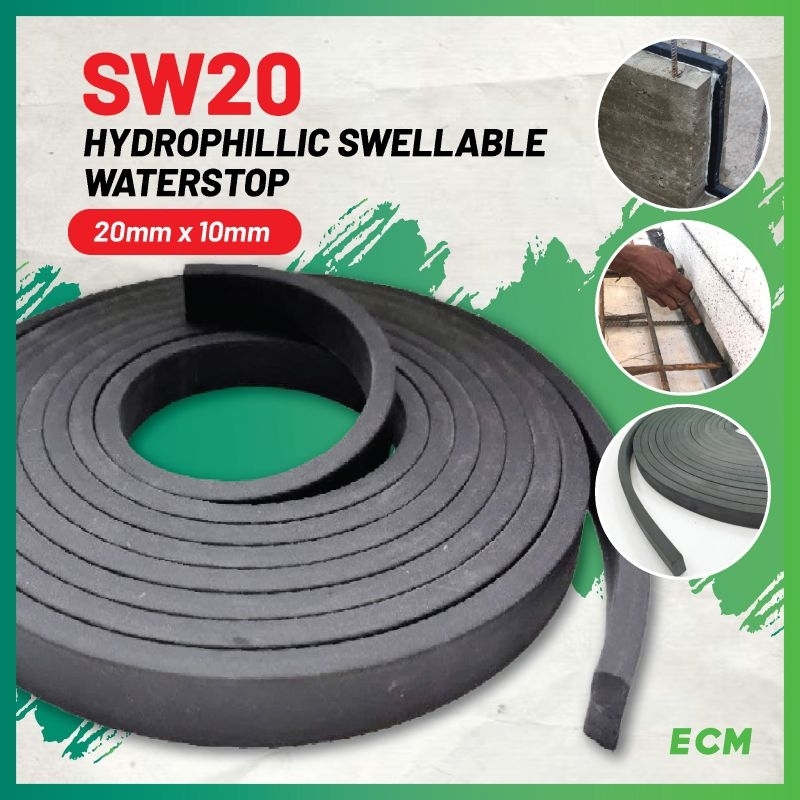 CUT LENGTHS (1METRE & 5METRE) HYDROPHILLIC SWELLABLE WATERSTOP SW20 ...