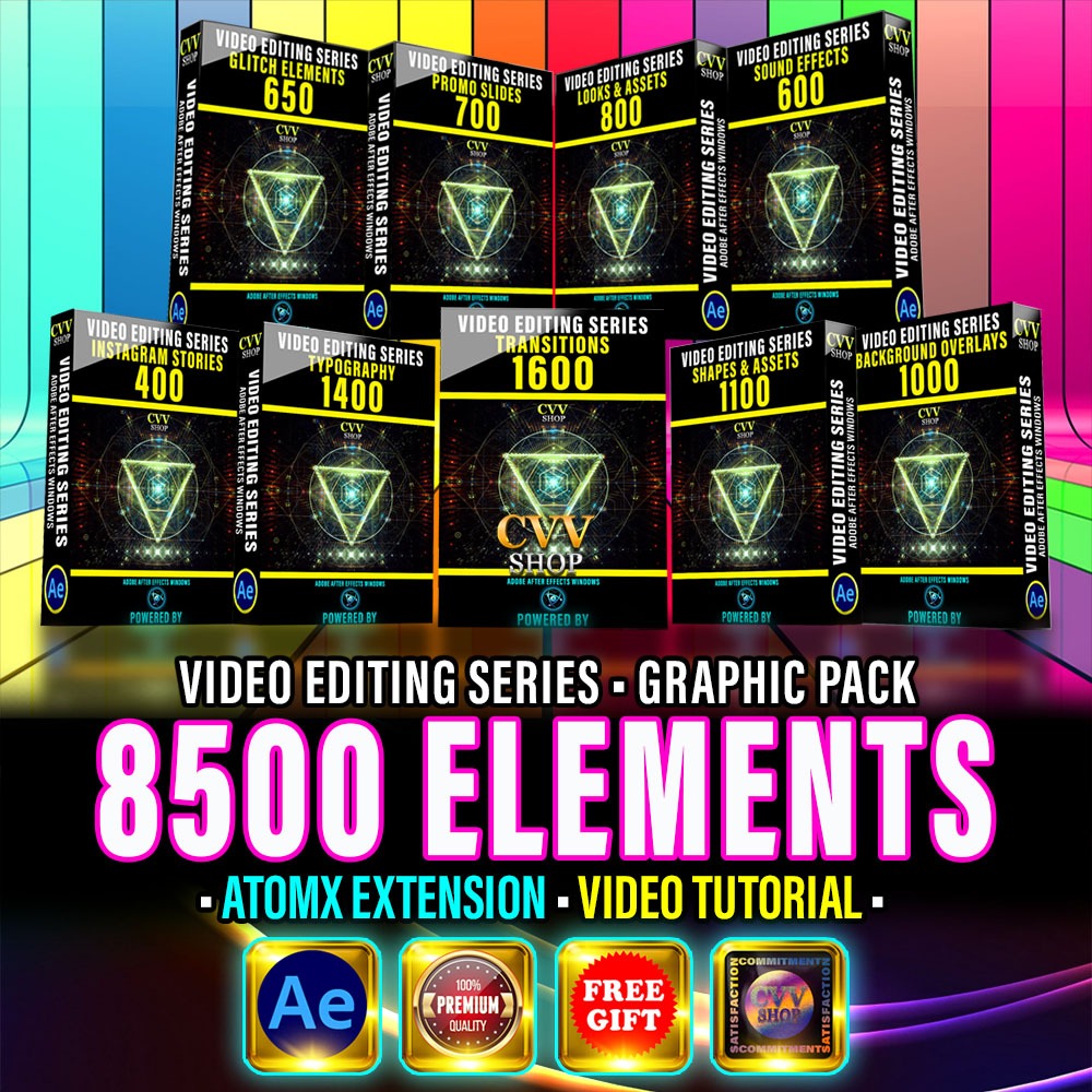 Video Editing Graphics Pack For AE PC Windows - Transitions SFX Presets AtomX Extension Plugin ...