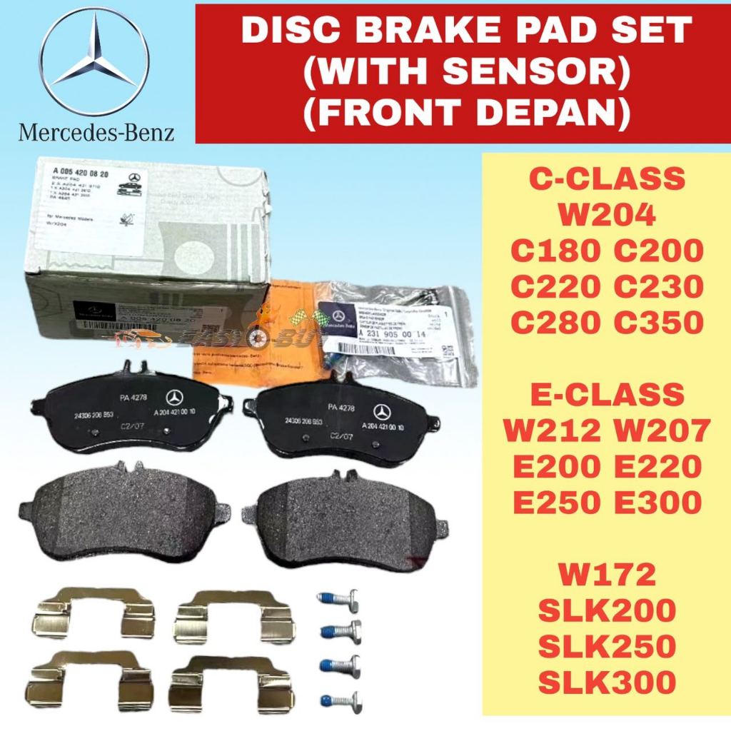 MERCEDES DISC BRAKE PAD SET + SENSOR (FRONT DEPAN) MERC C-CLASS W204 ...