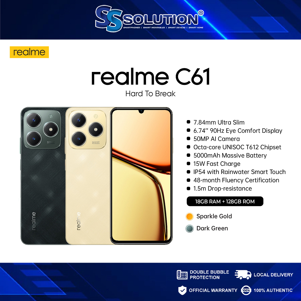 NEW Realme C61 l (6+12GB) Extended RAM l 128GB ROM l Powerful Octa-core Chipset l AI Noise ...