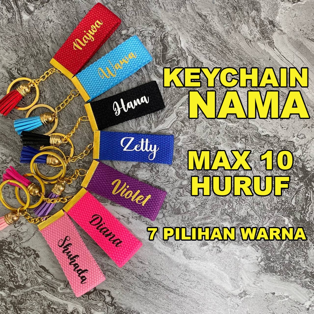 Keychain Nama l Hadiah l Boleh Custom Nama l Material Canvas | Shopee ...
