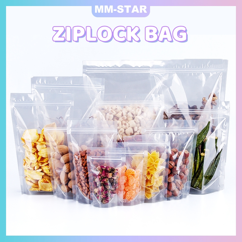 [24H SHIP]100pcs Transparent Zip Bag/Zipper Standing Plastic Bag Zip ...