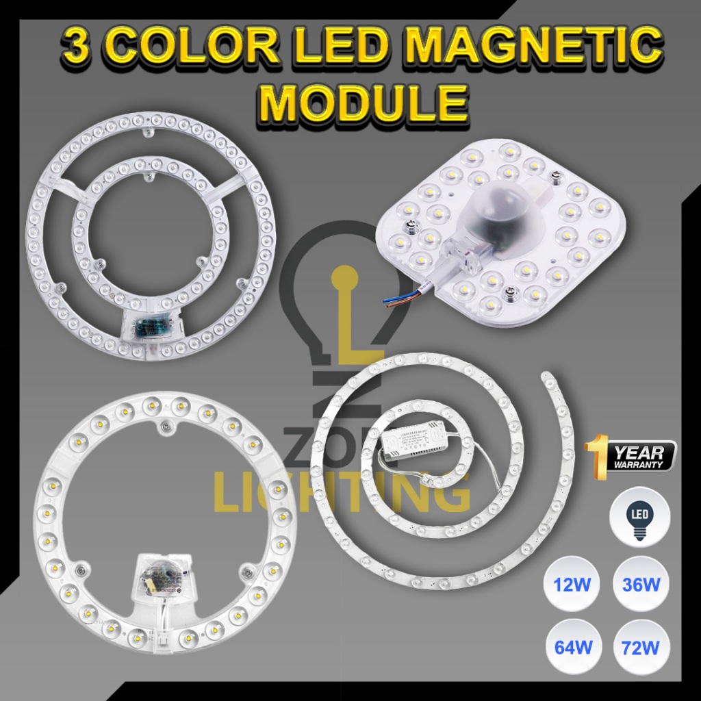 12W/64W/72W ROUND LED MODULE LIGHT CIRCULAR TUBE REPLACEMENT MAGNETIC ...