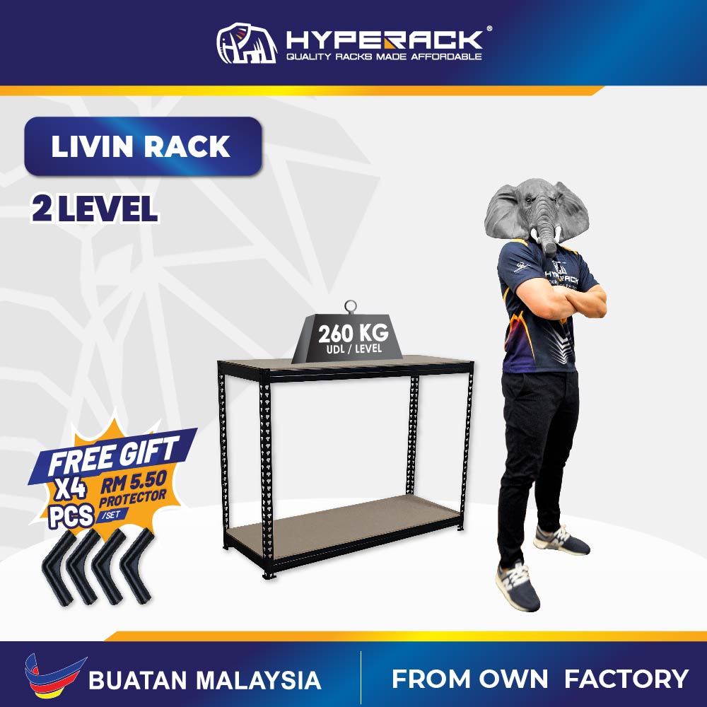 🐘[FREE SHIPPING] HYPERACK™️ Livin Rack Black Boltless Rack 2 Levels ...