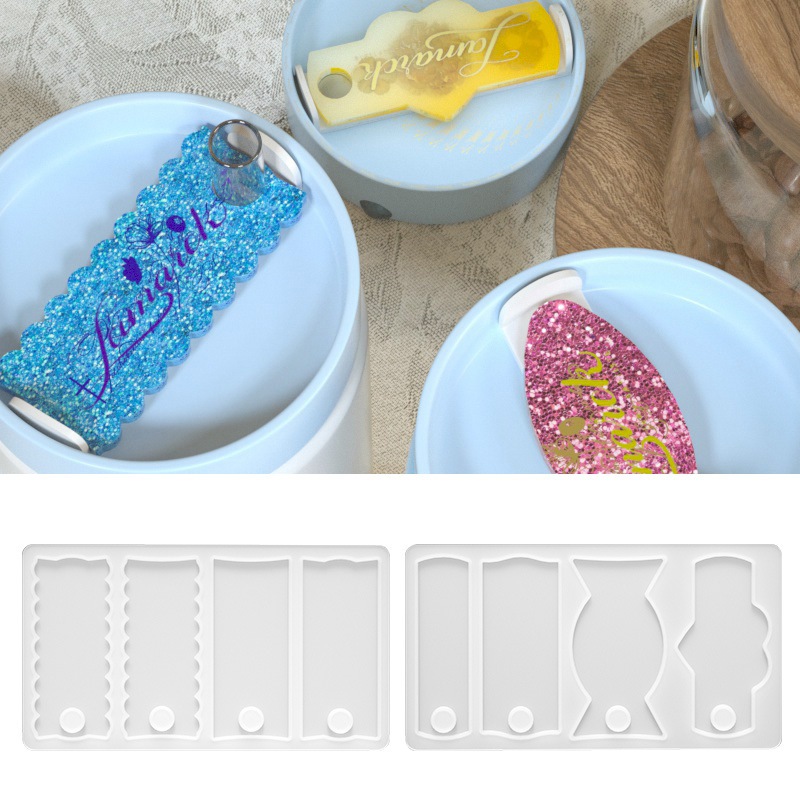 Big Hole Label Tag Shape Silicone Mold for DIY Epoxy Resin Bookmark Cup ...