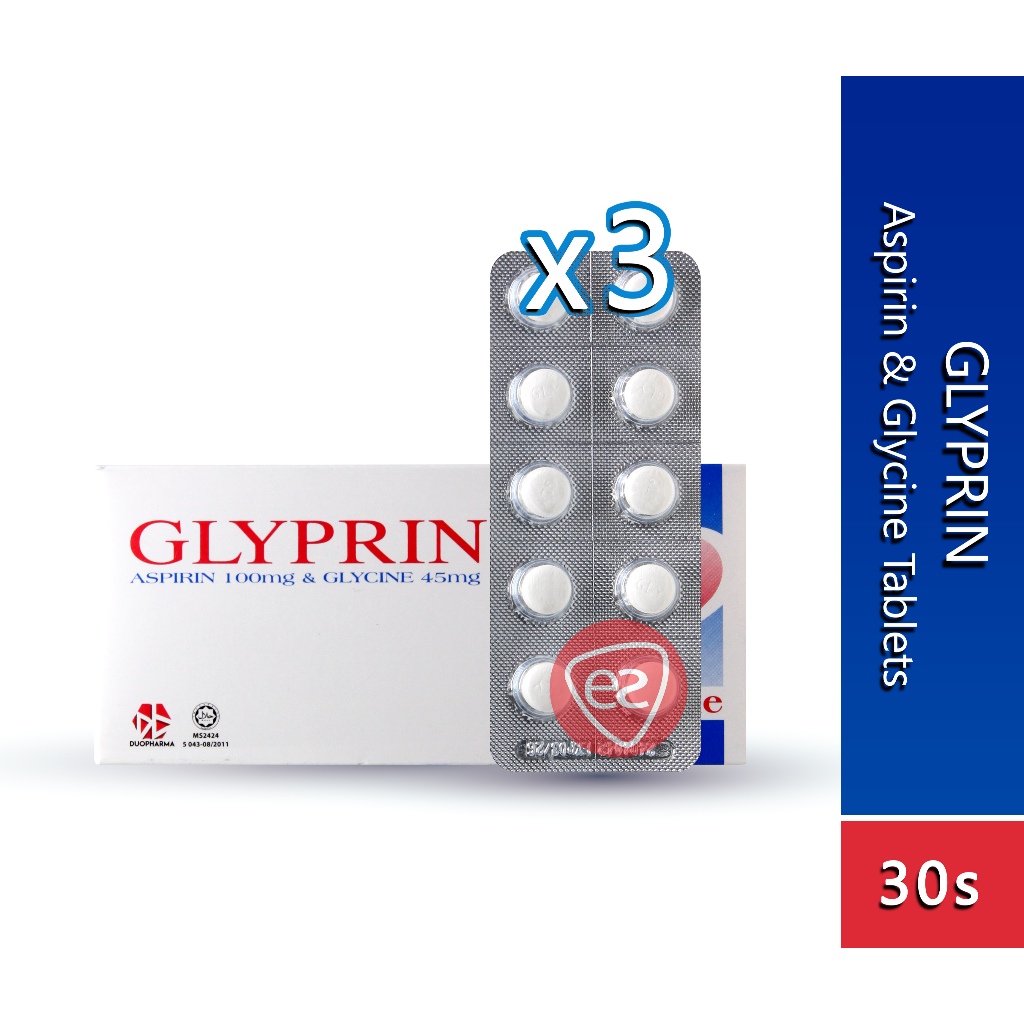 Glyprin (Aspirin 100mg & Glycine 45mg) Dispersible Tablet ( 30s ...