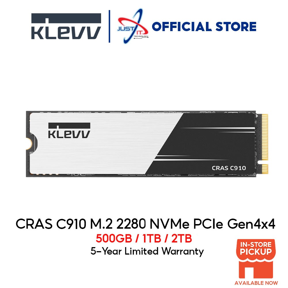 KLEVV CRAS C910 M.2 NVMe PCIE GEN4x4 SSD ( 500GB / 1TB / 2TB ) | Shopee ...