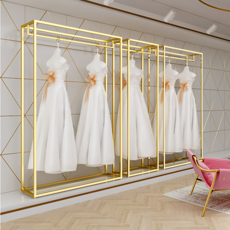 High-End Wedding Dress Clothing Gown Display Stand Floor-Mounted Golden ...