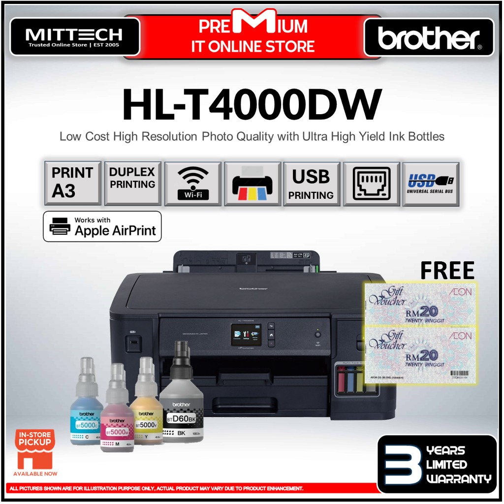 Brother Colour Inkjet Refillable Ink Tank Printer A3 A4 3in1 Wireless ...