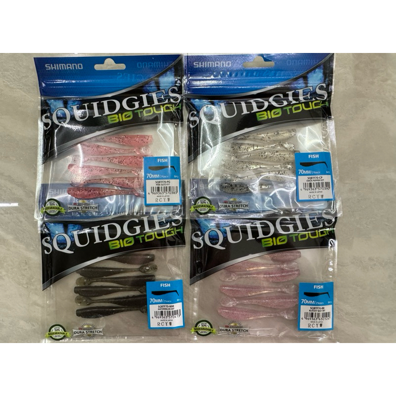 SHIMANO SQUIDGIES BIO TOUGH 70MM/ 100MM SOFT PLASTICS FISHING LURE ...
