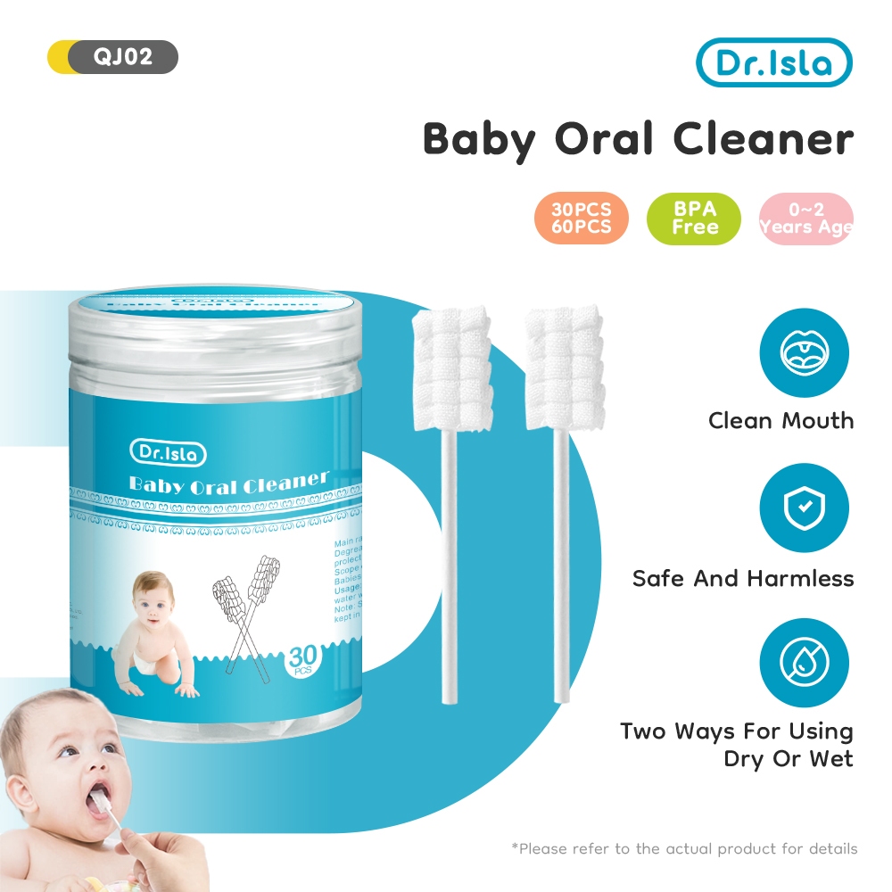 Dr.isla ReadyStock 30 Pcs Upgraded Baby Cotton Swab Mouth Tongue ...