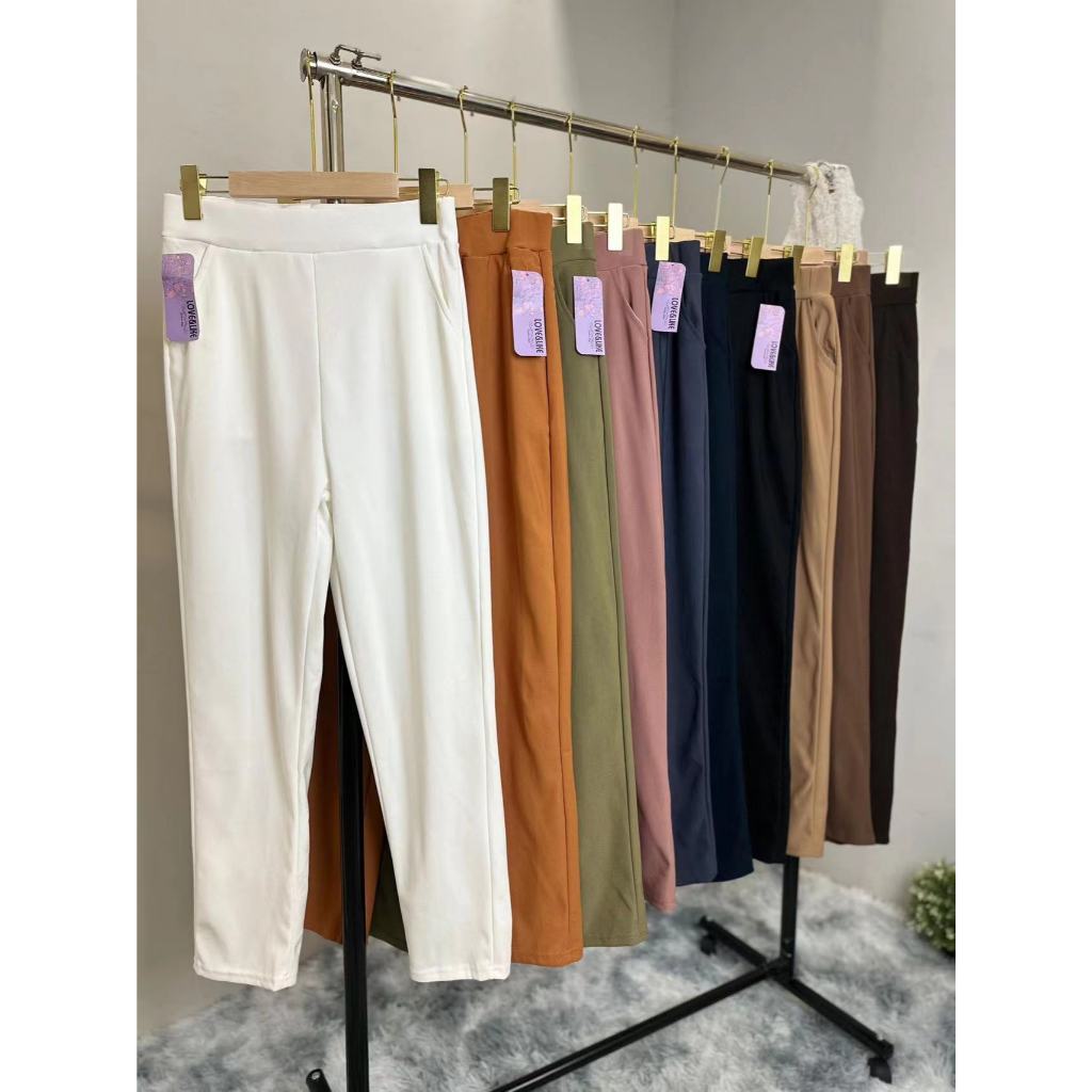 Scuba Straight Cut Long Pant Seluar Perempuan baggy (Fit Up to 120KG ...