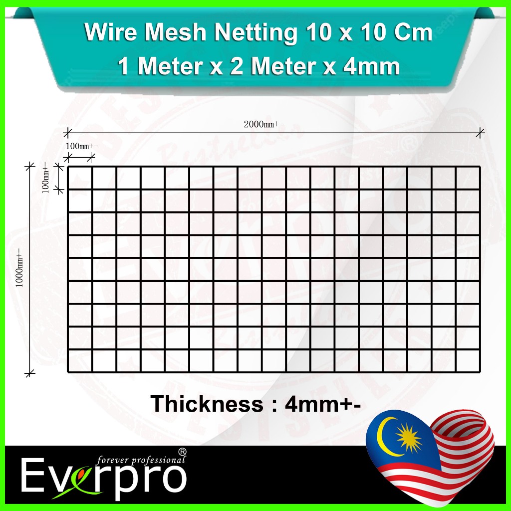 Steel Wire Mesh Netting Hole 10CM x 10CM X 4MM THICK 1M x 2 METER Brc ...