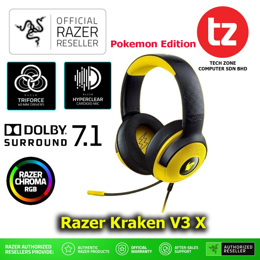 Razer Kraken V3 X – Pokemon Edition Wired USB Gaming Headset (RZ04 ...