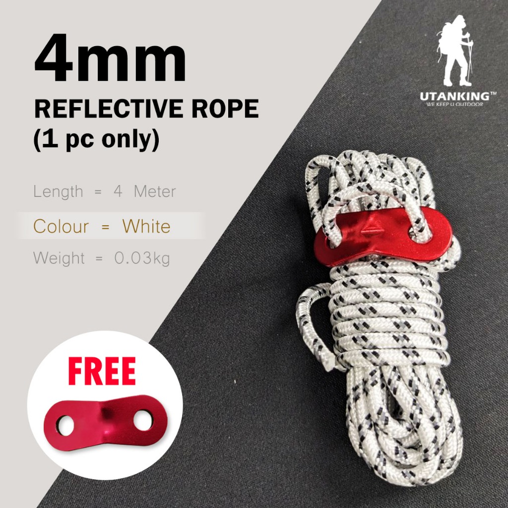 UtanKing™ 4 Meter Reflective Camping Rope Tent Ropes Flysheet Tensioner ...