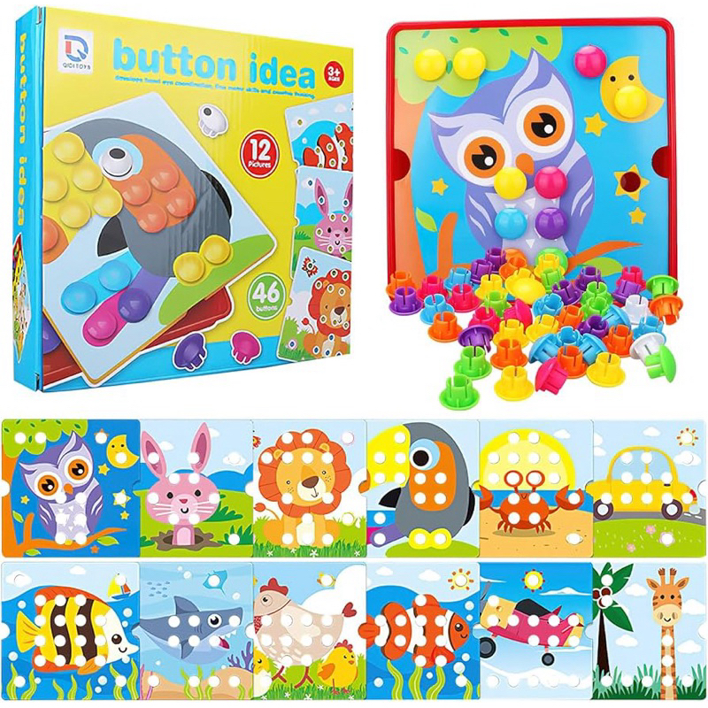 Button Art Toys Color Matching Pegboard Early Learning Montessori ...