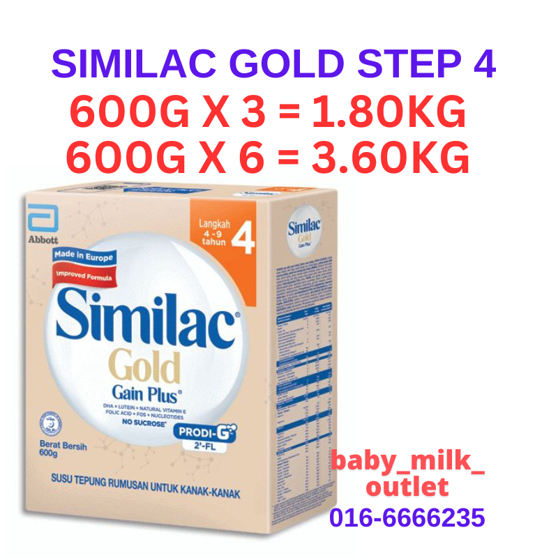 Similac Gold Gain Plus Step 4 3.6kg Growing Up Milk For Faster Learning ...