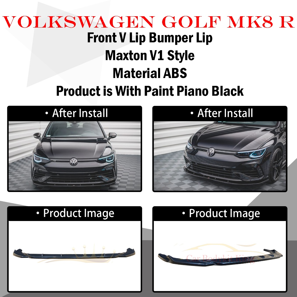 VOLKSWAGEN GOLF 8 MK8 R MAXTON V1 STYLE FRONT BUMPER LIP FRONT V-LIP ...