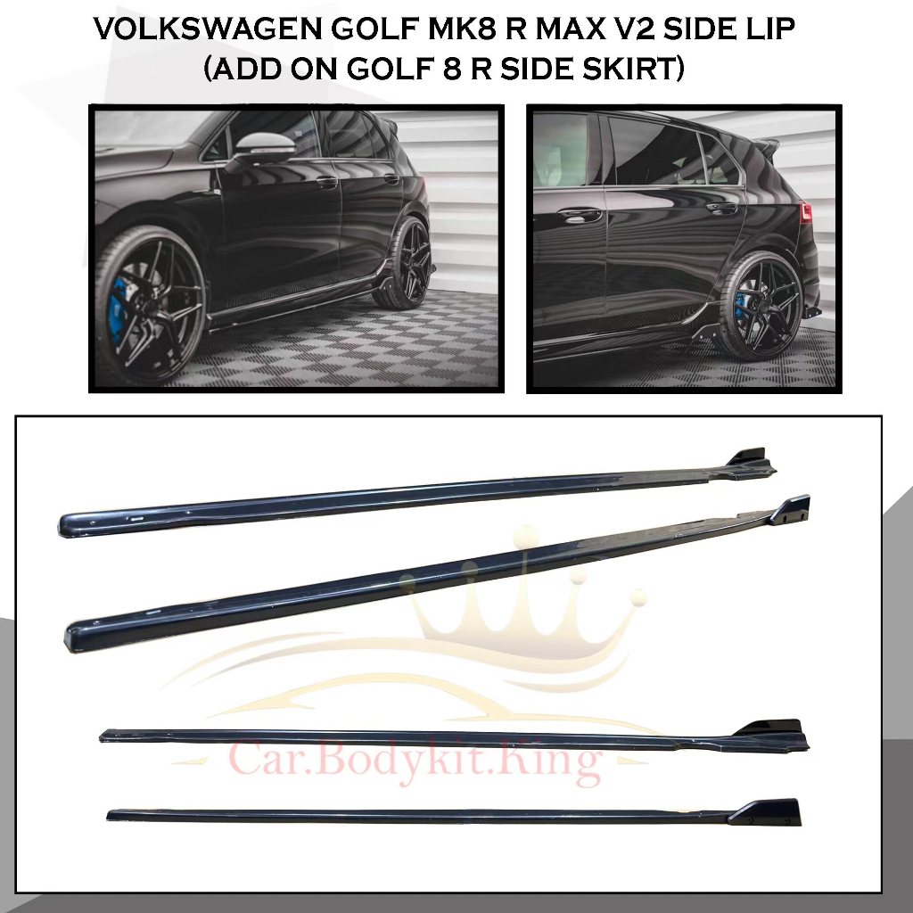 VOLKSWAGEN GOLF 8 R MK8 R MAXTON V2 STYLE SIDE SKIRT SIDE LIP WITH ...