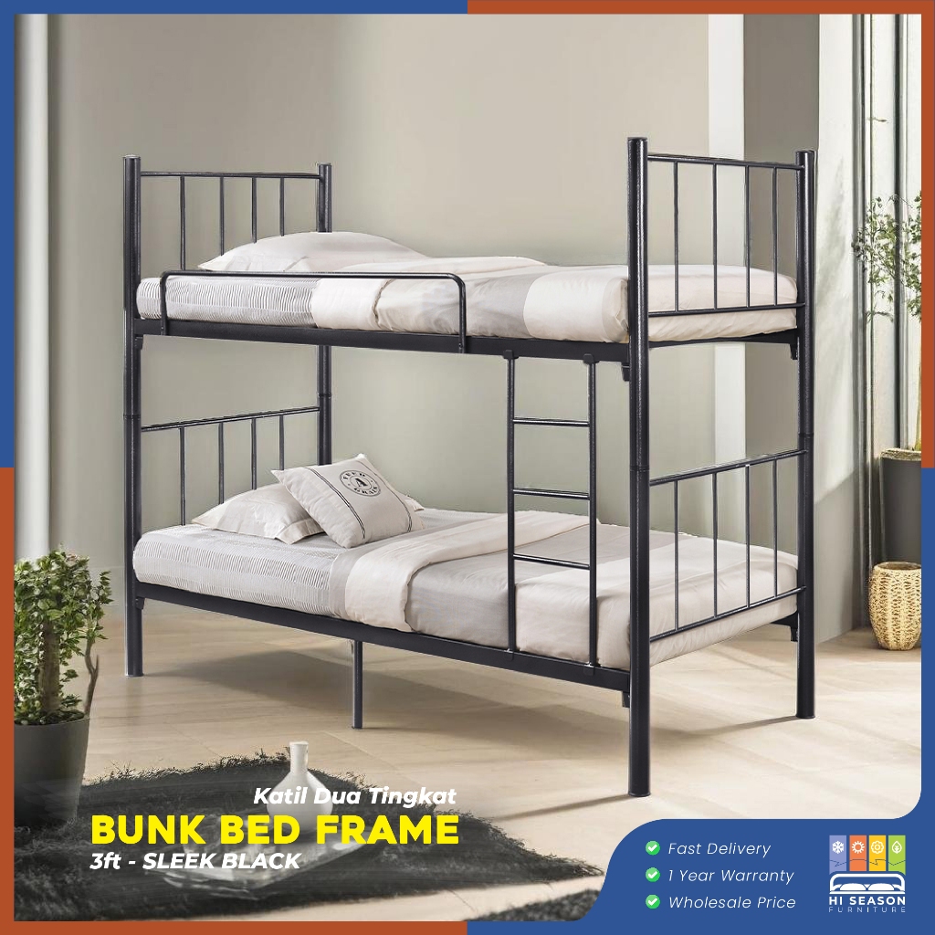 HI SEASON Single Double Decker Bed Frame Metal / Single Bunk Bed ...