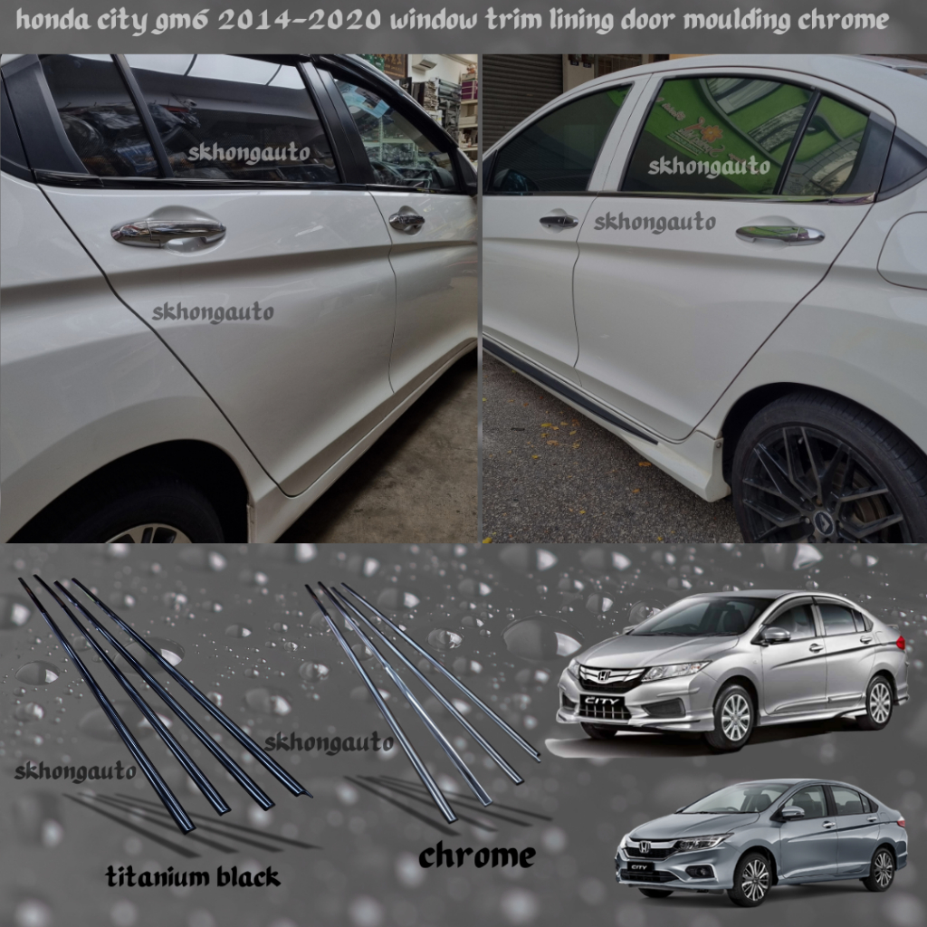 honda city gm6 2014-2020 car window trim lining door moulding chrome ...
