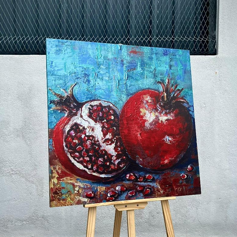 Frame Canvas pomegranate Buah Delima With Floating Wall Art Decor ...
