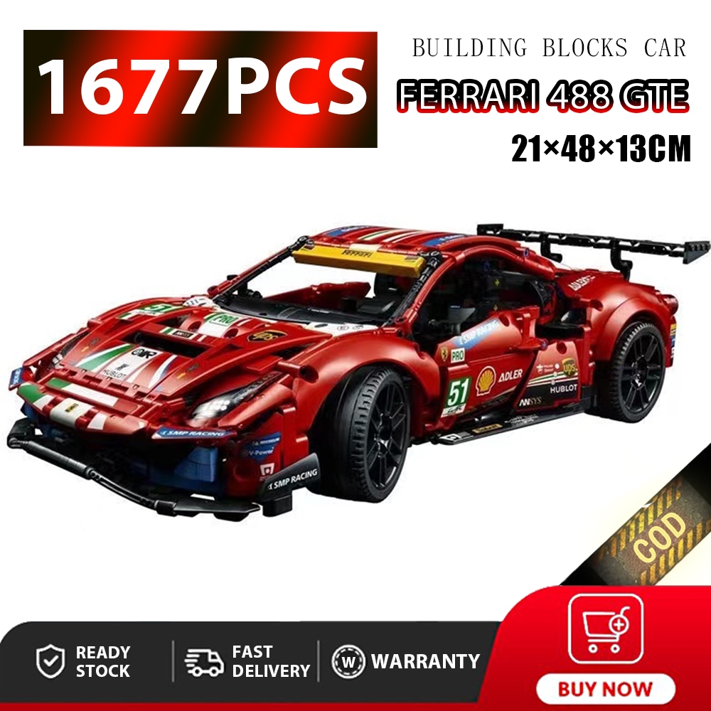 Building Blocks Cars Ferrari 488 GTE 1677PCS Compatible with Technic ...