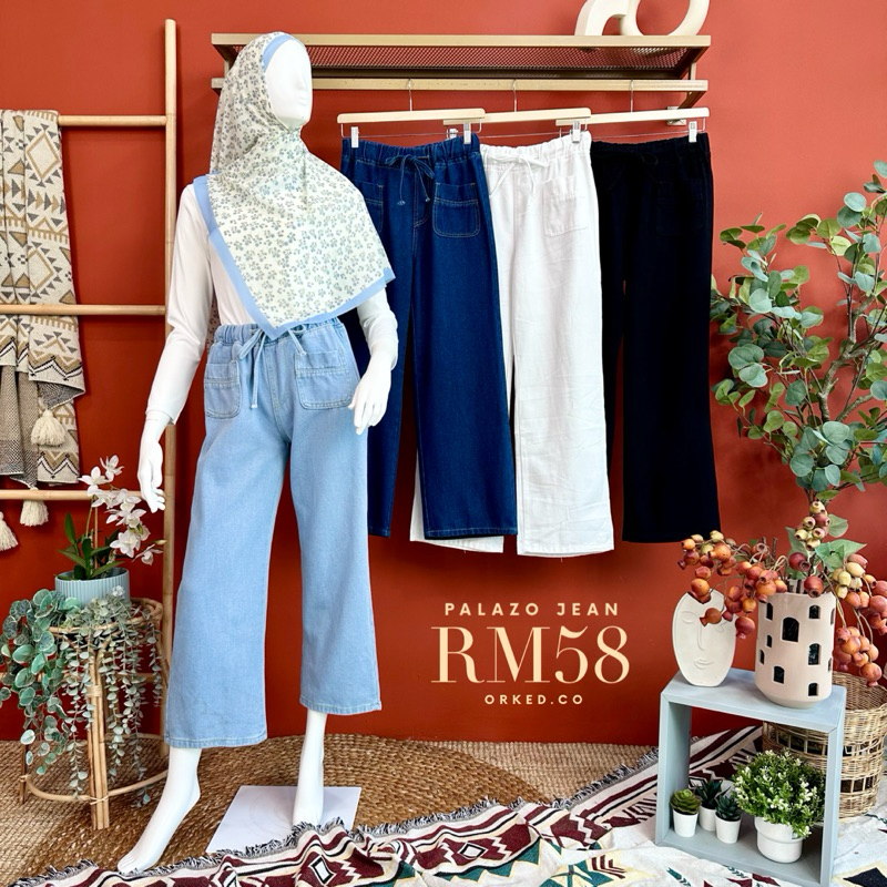 PALAZO JEANS BY BUTIK ORKED.CO | Shopee Malaysia