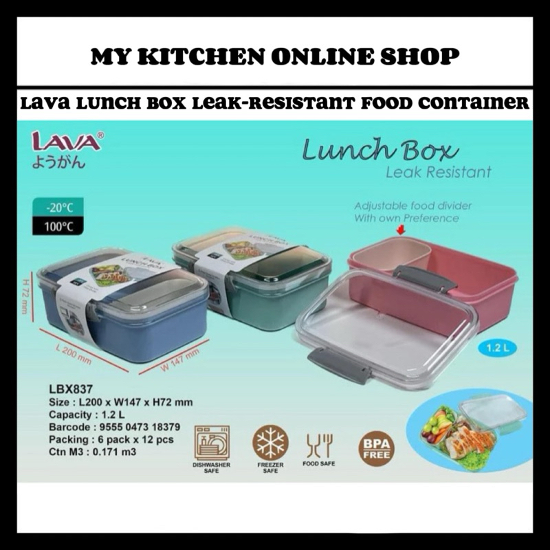 LBX837 LAVA Lunch Box 2 Comp 1.2Ltr/Bekas MAKANAN/Bekas Nasi/Bekal Nasi ...