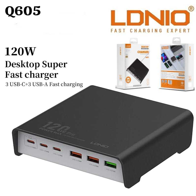 [READY STOCK]LDNIO Q605 120W Super Fast Charge Multi-ports Desktop Charging Station. | Shopee ...