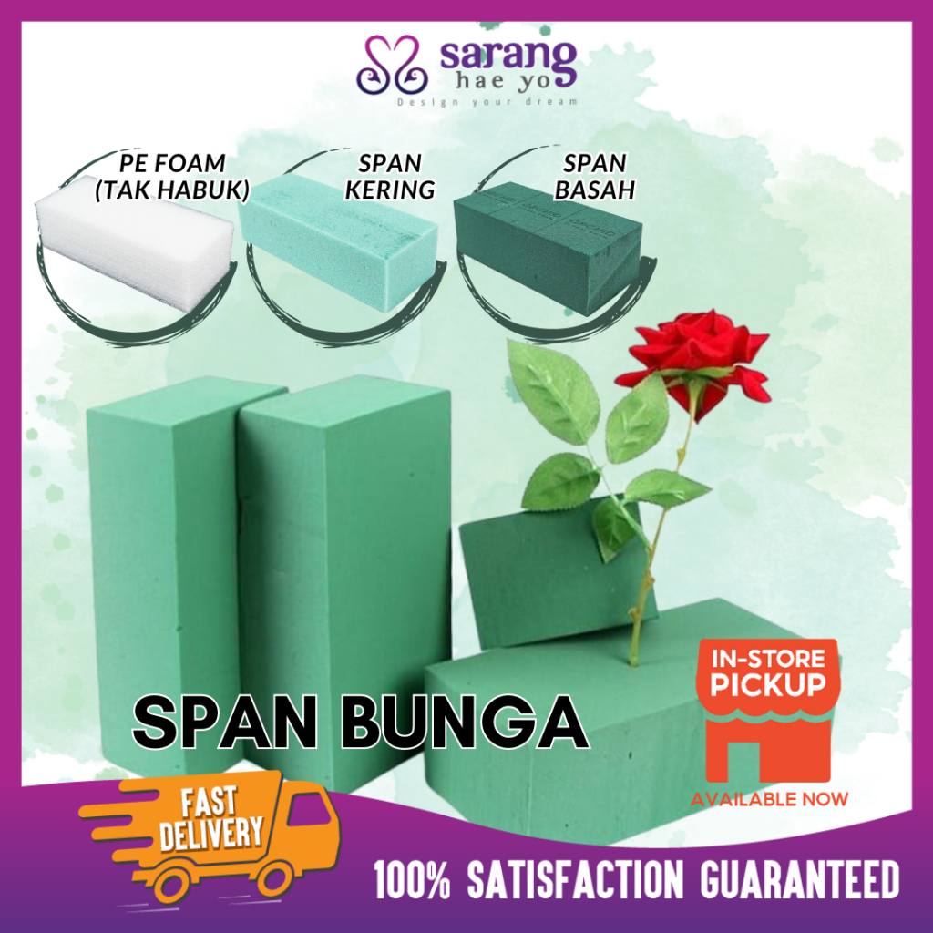 Span Bunga Kering Sponge Basah Magic Span Dry Fresh Flower Artificial ...