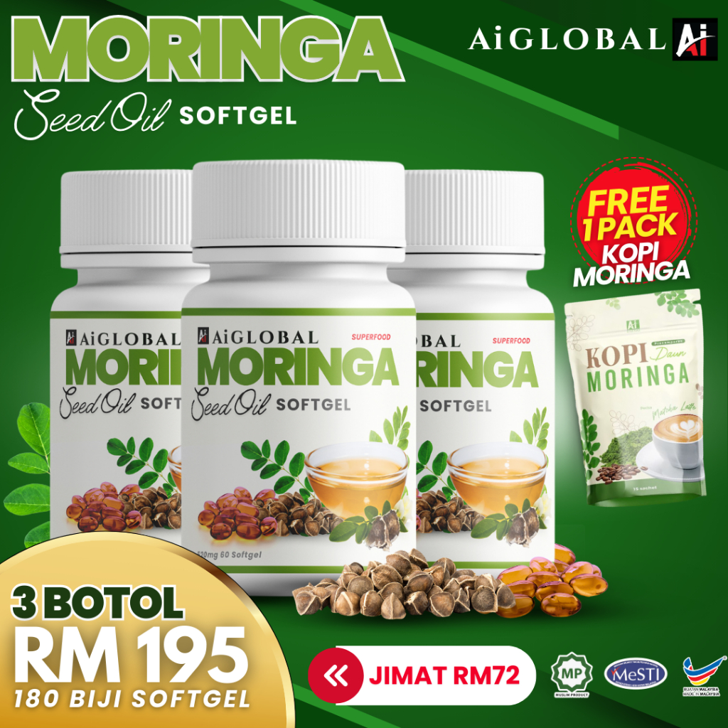3 BOTOL MORINGA SEED OIL SOFTGEL AI GLOBAL RESOURCES (FREEGIFT ...