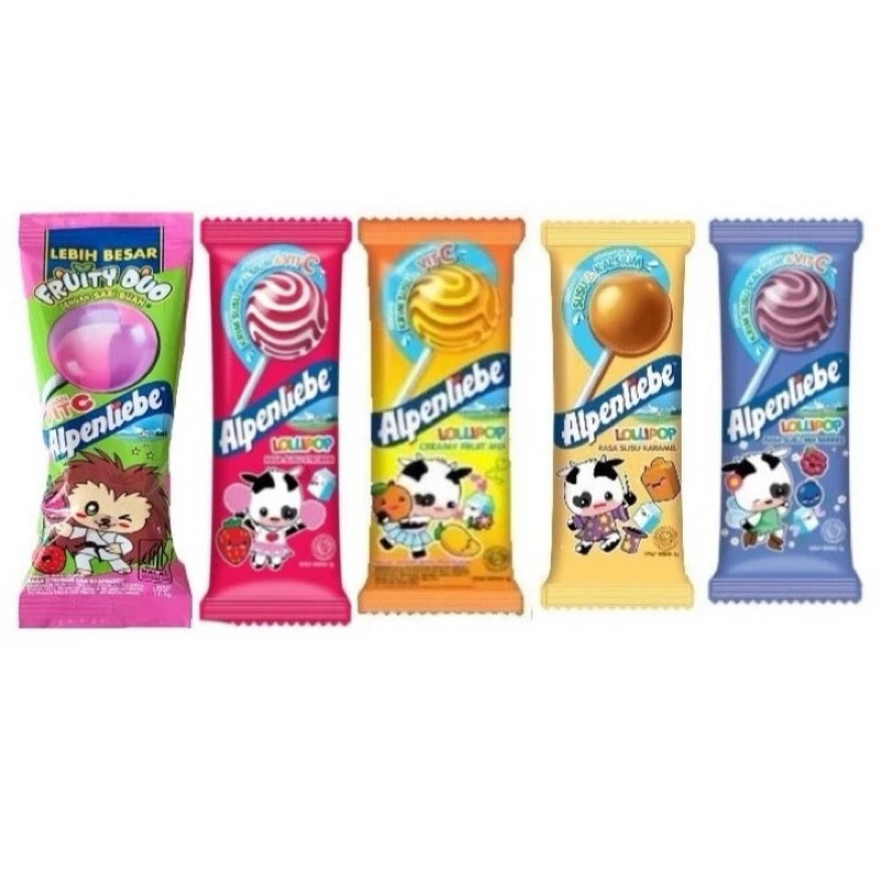 PRODUK INDONESIA HALAL ALPENLIEBE LOLLIPOP CANDY FRUITY DUO RASPBERRY ...