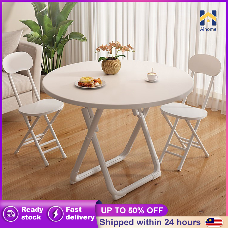 Portable Foldable Dining Table Chair Round Table Folding Table Meja ...