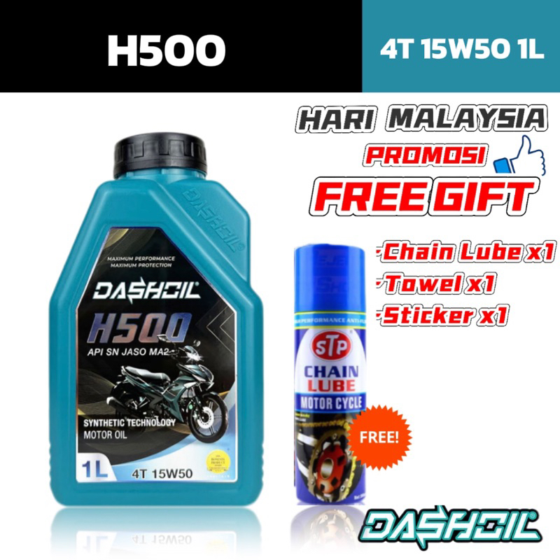 DashOil Premium H500 15W-50 4T 1L (Free Gift) Semi Synthetic SN ...