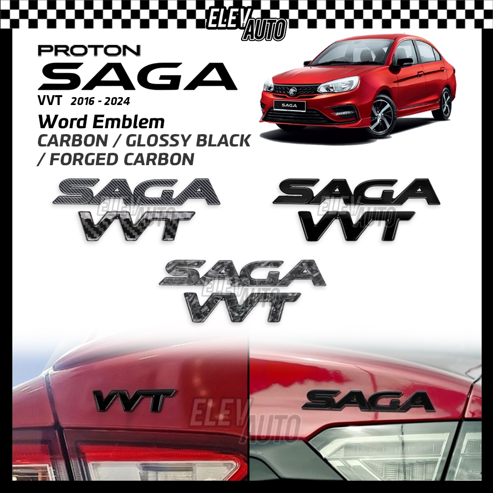 Proton Saga VVT 2016 - 2024 Word Emblem SAGA VVT Rear Word Car Emblem ...