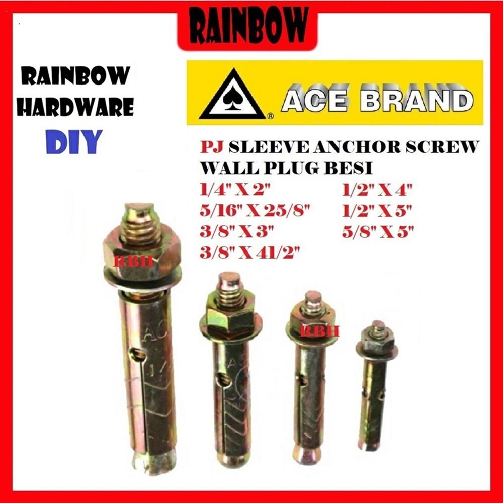 ACE 3/8"X3" PJ SLEEVE ANCHOR WALL PLUG BESI (100PCS) | Shopee Malaysia
