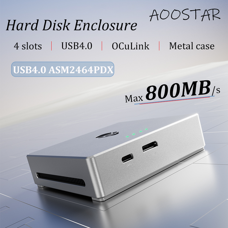Hard Disk For MINI PC Max 800MB/s ASM2464PDX 4 Slots USB4.0 OCuLink LED ...