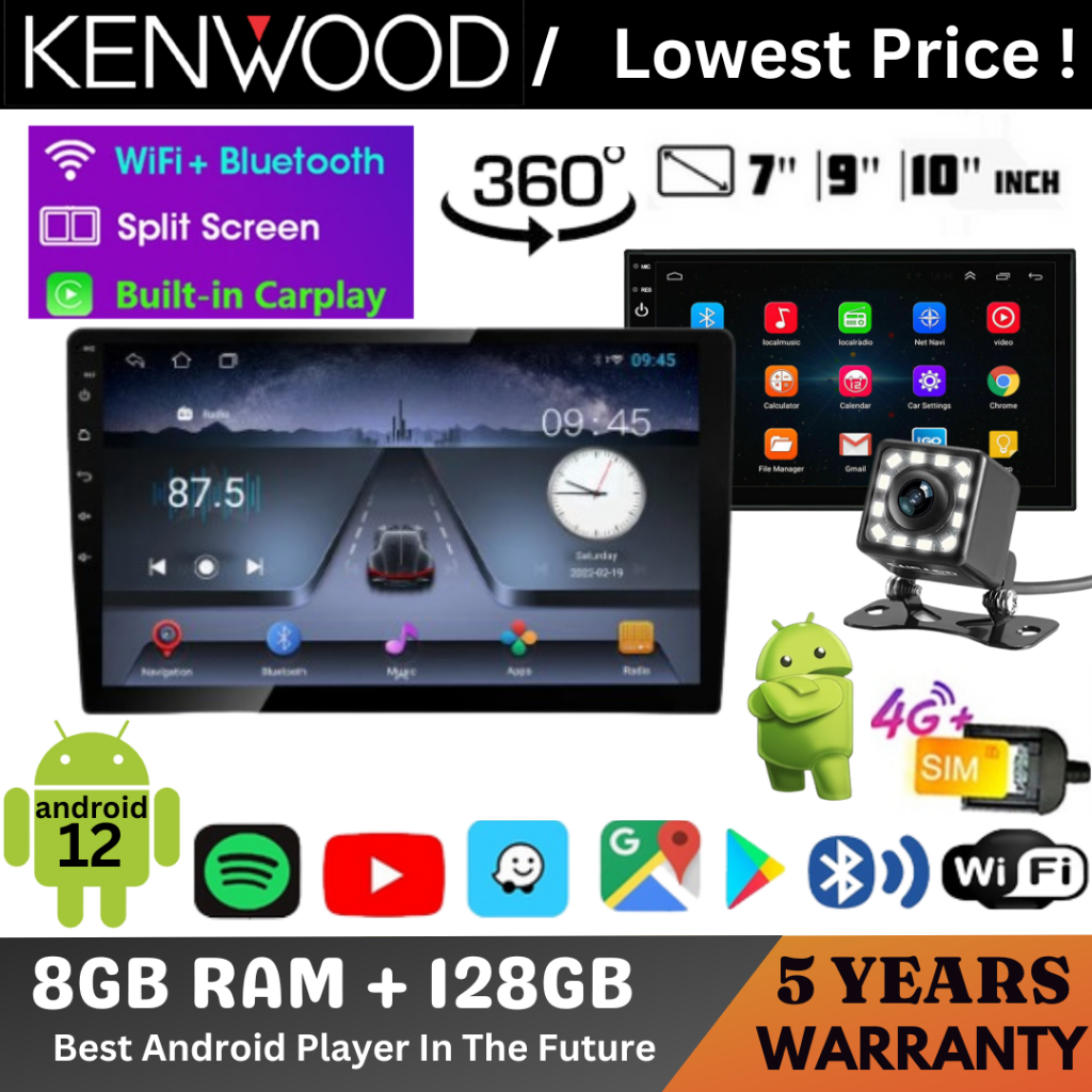 Kenwood Style Android Player 7 , 9 , 10 inch (8GB RAM+128GB) TS10 ...