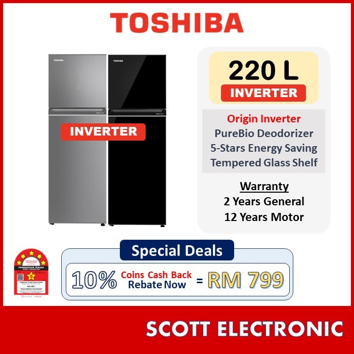 [Delivery By Seller Kedah & Penang] TOSHIBA 220L 2 Door Refrigerator ...
