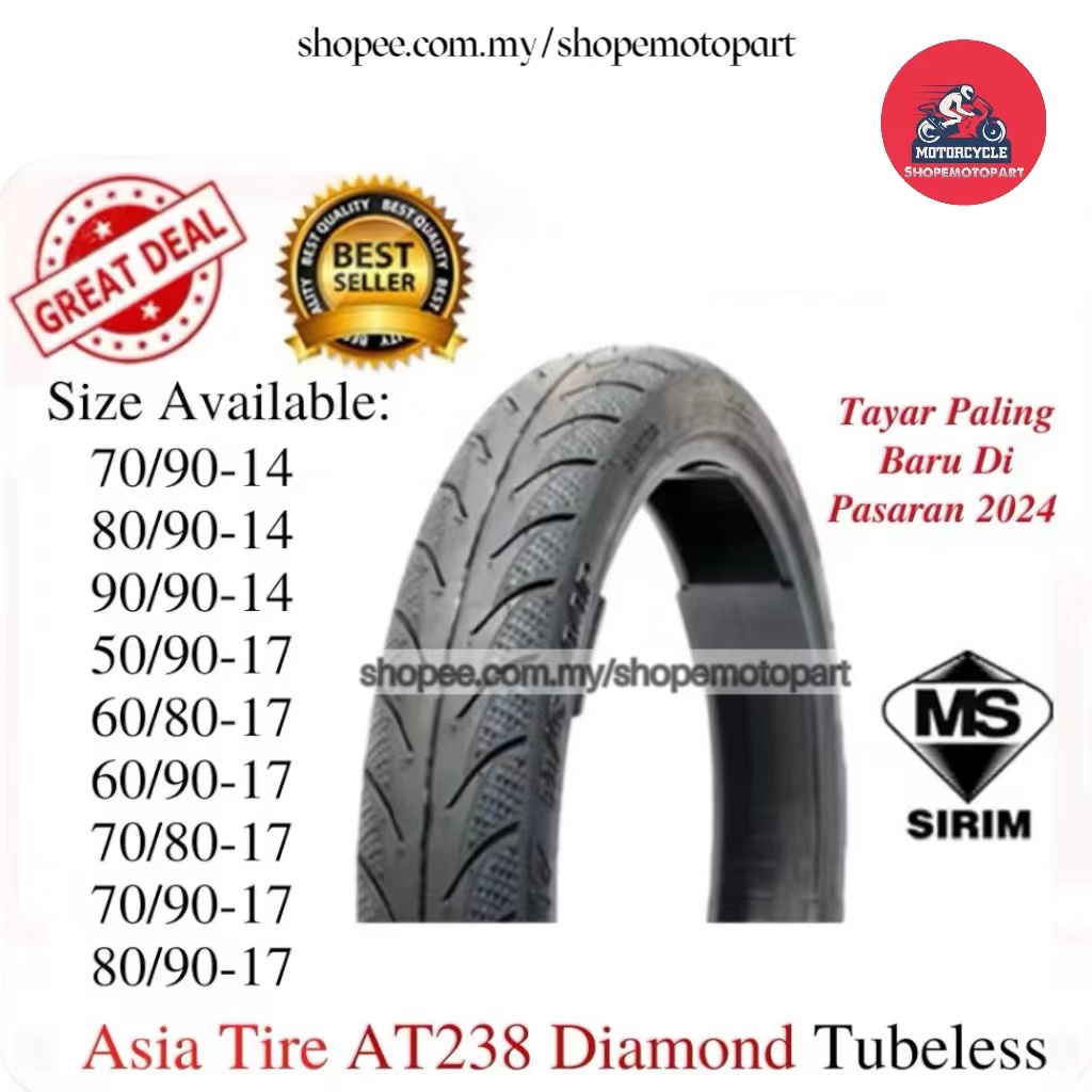 ASIA TYRE TAYAR BUNGA DIAMOND AT238 AT 238 50/90 60/80 60/90 70/80 70/ ...