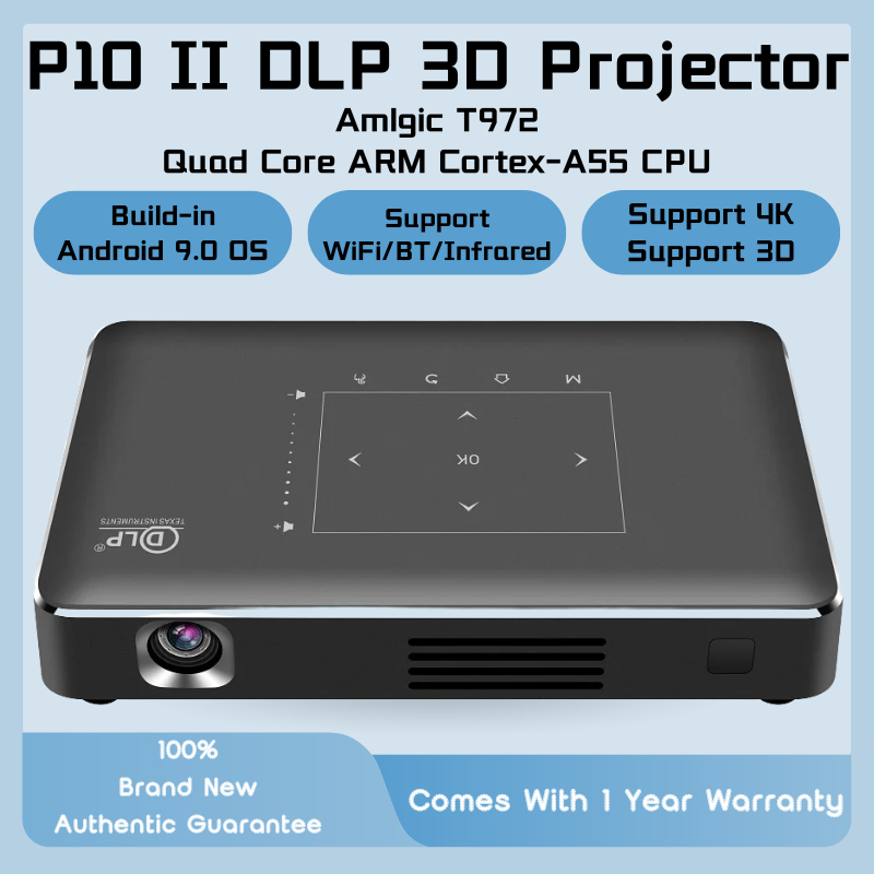 P10-II Projector DLP Mini Projector WiFi Bluetooth Portable Movie Home ...