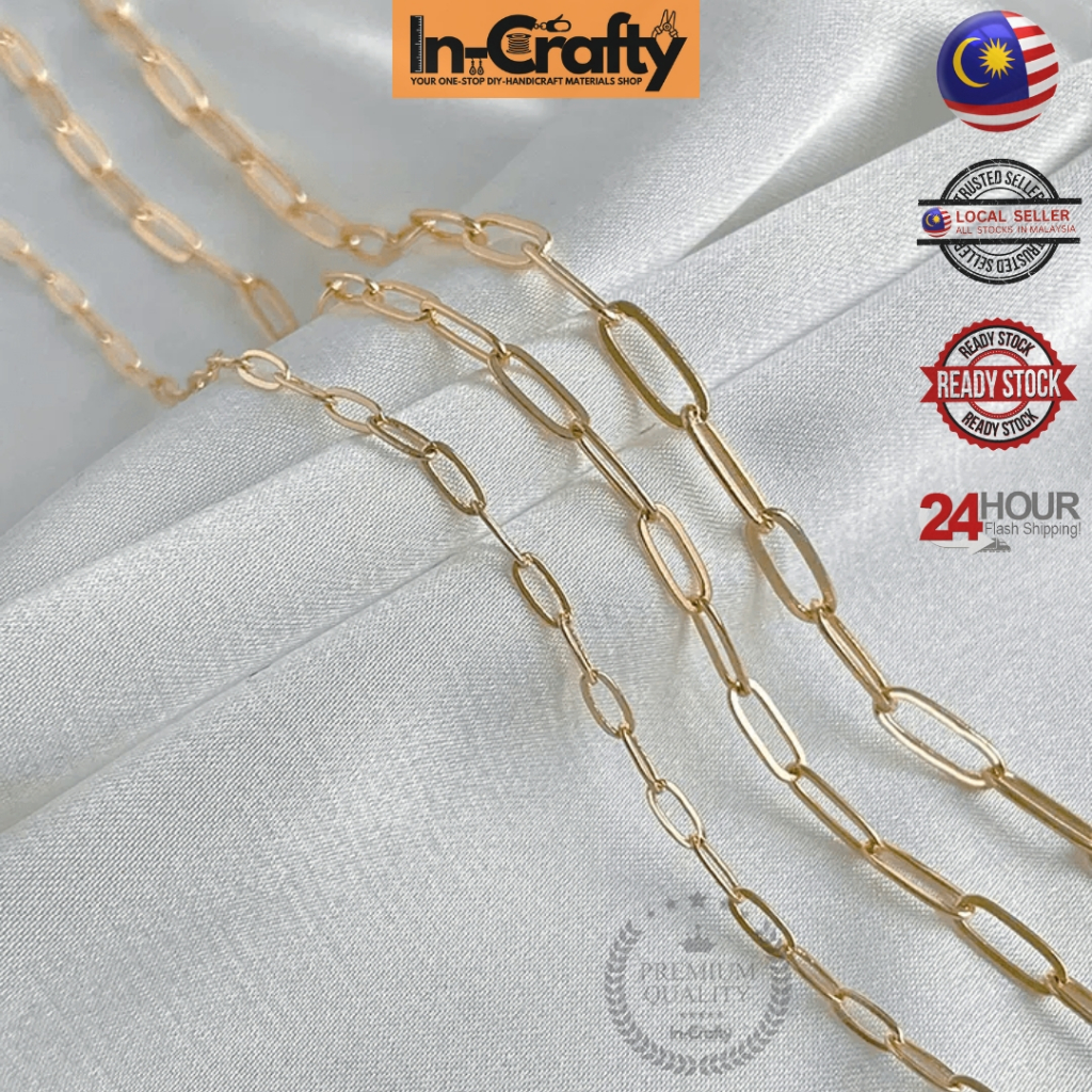 IN-CRAFTY / 14K / Silver Chain Rantai Suasa DIY / Gold Paperclip ...