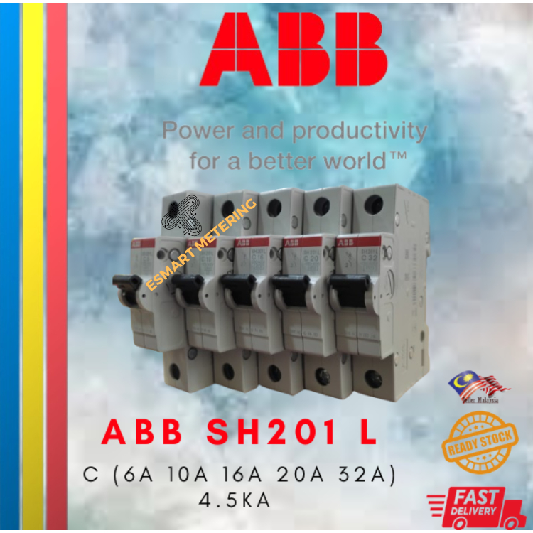 ABB SH201 L C (6A / 10A / 16A / 20A / 32A) 4.5KA MCB [Ready Stock & Fast Delivery] | Shopee Malaysia