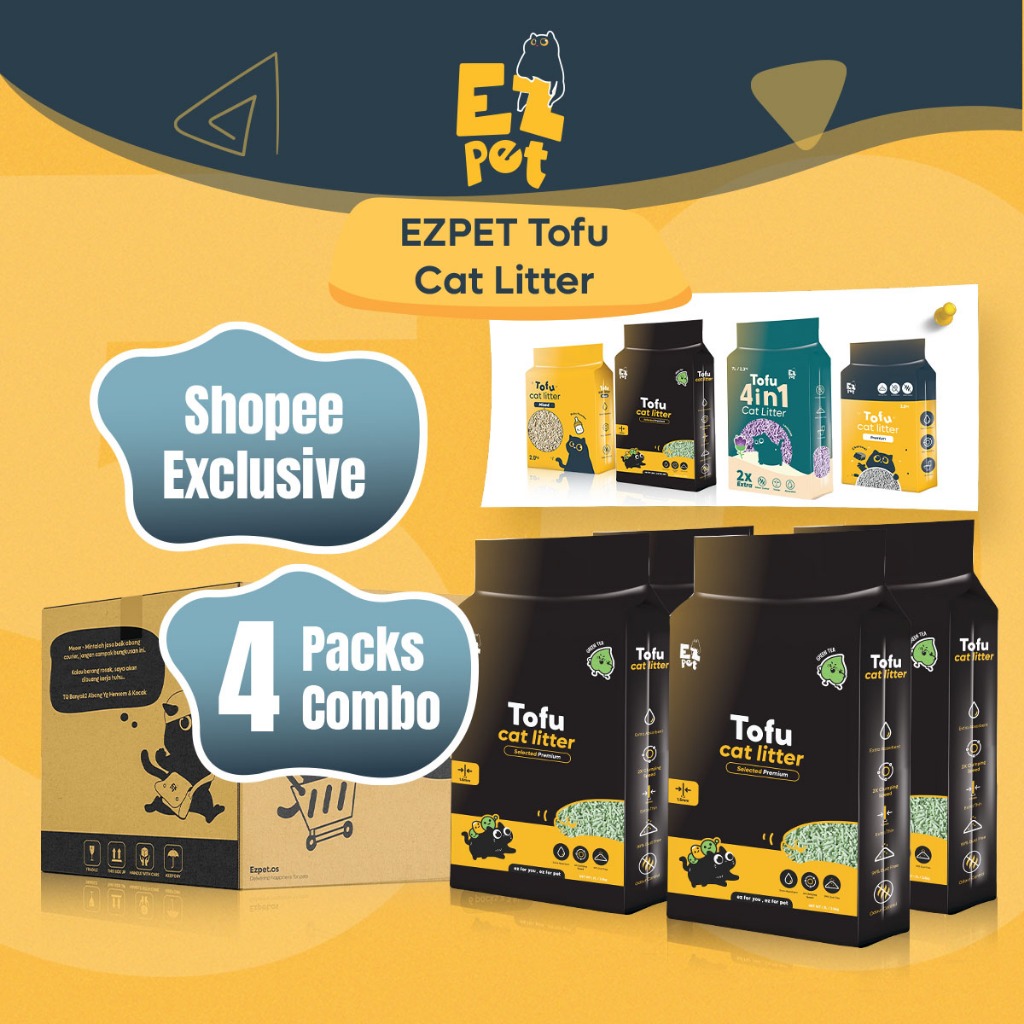 EZPET🐱【Shopee Exclusive】4 PACKS BUNDLE Tofu Cat LitterTofu Cat Litter ...